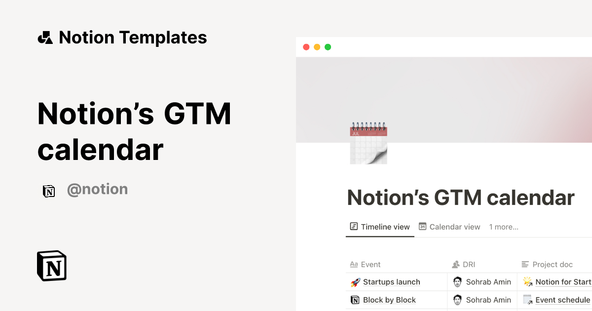Notion’s GTM calendar 2025 Template | Notion Marketplace