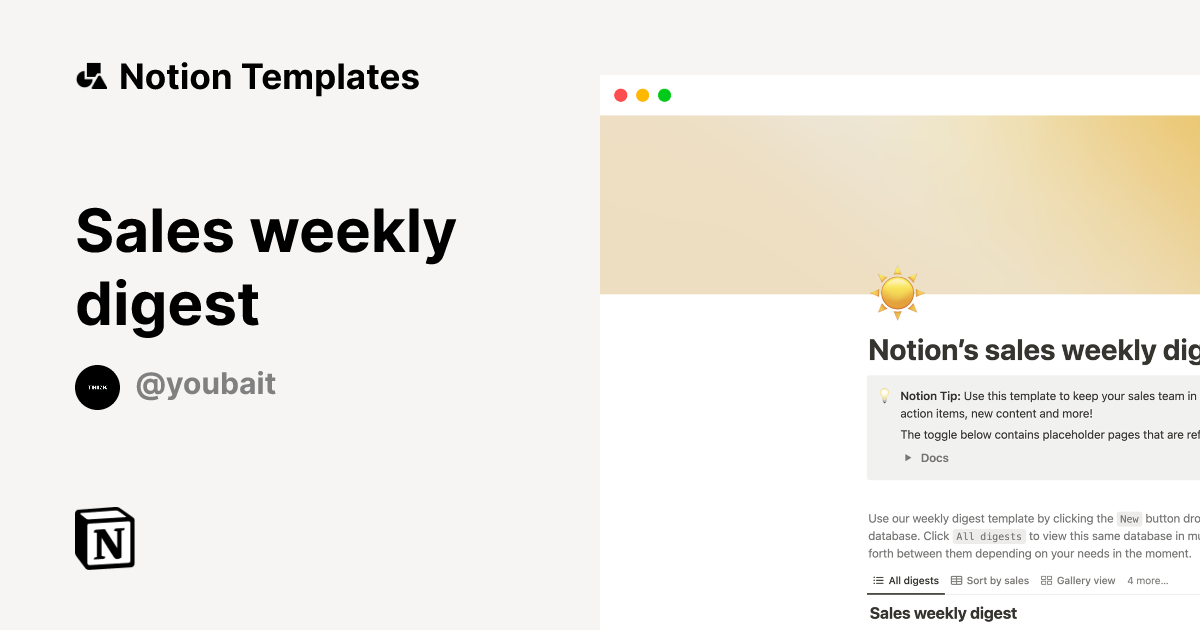 Sales weekly digest Template | Notion Marketplace