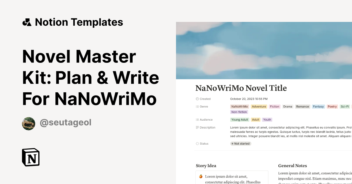 Novel Master Kit: Plan & Write For NaNoWriMo Template by Xiomora ...