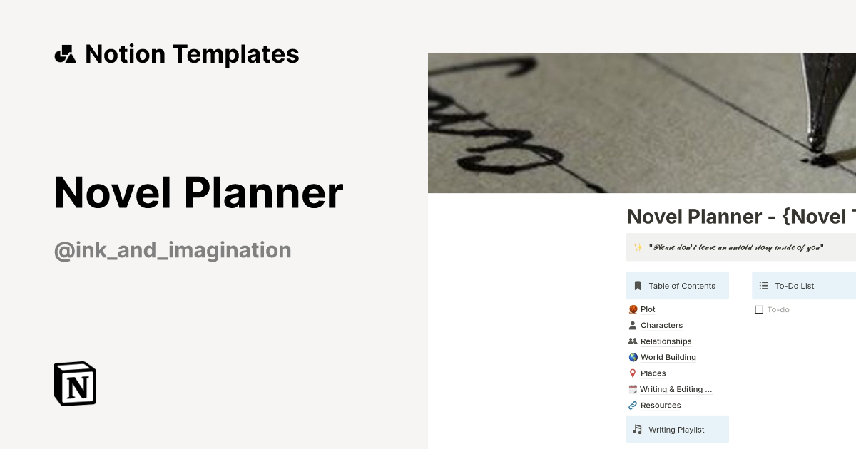 Novel Planner Template by Abby | Notion Marketplace