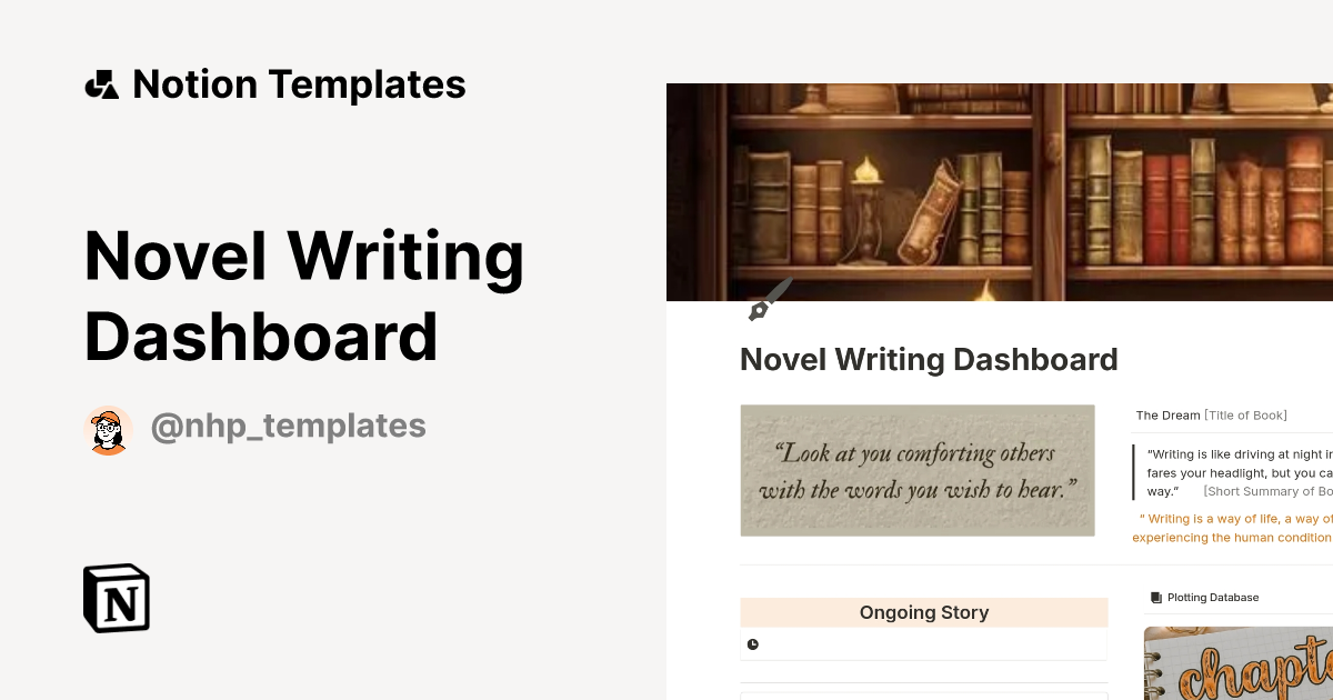 Novel Writing Dashboard Template | Notion Marketplace