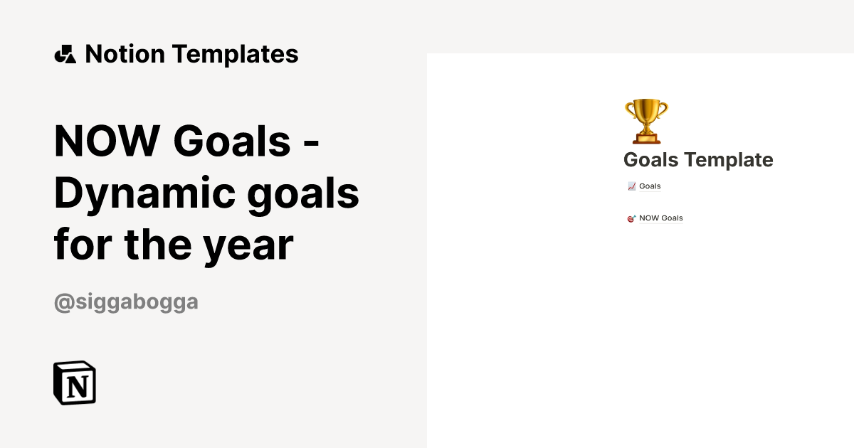 NOW Goals - Dynamic goals for the year Template | Notion Marketplace