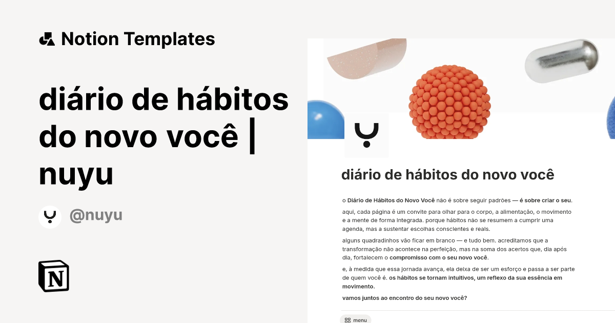 diário de hábitos do novo você | nuyu Template by Nuyu | Notion Marketplace