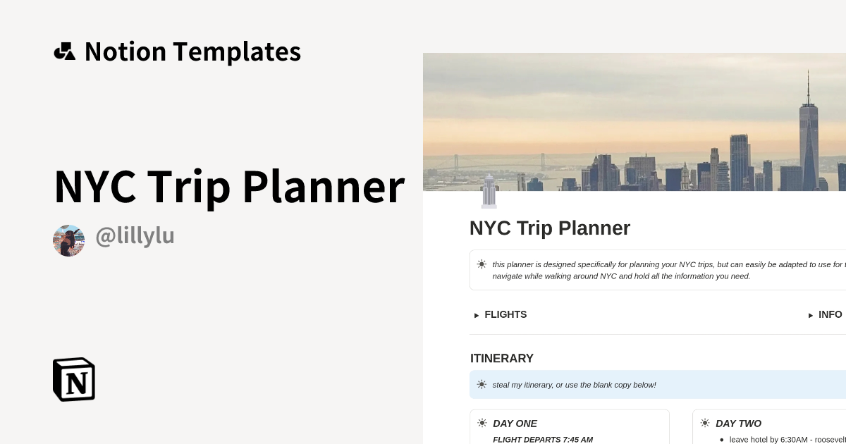 NYC Trip Planner Template | Notion Marketplace