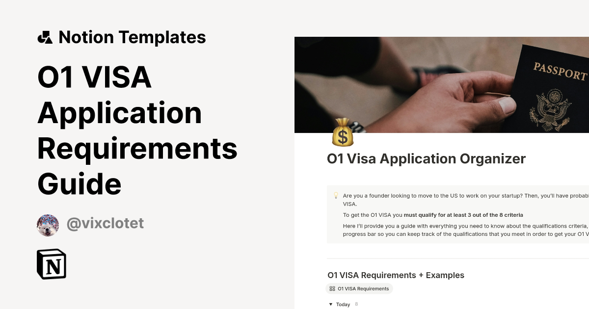 O1 VISA Application Requirements Guide Template by Vix Clotet | Notion ...