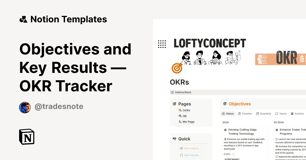 Objectives and Key Results — OKR Tracker Template | Notion Marketplace