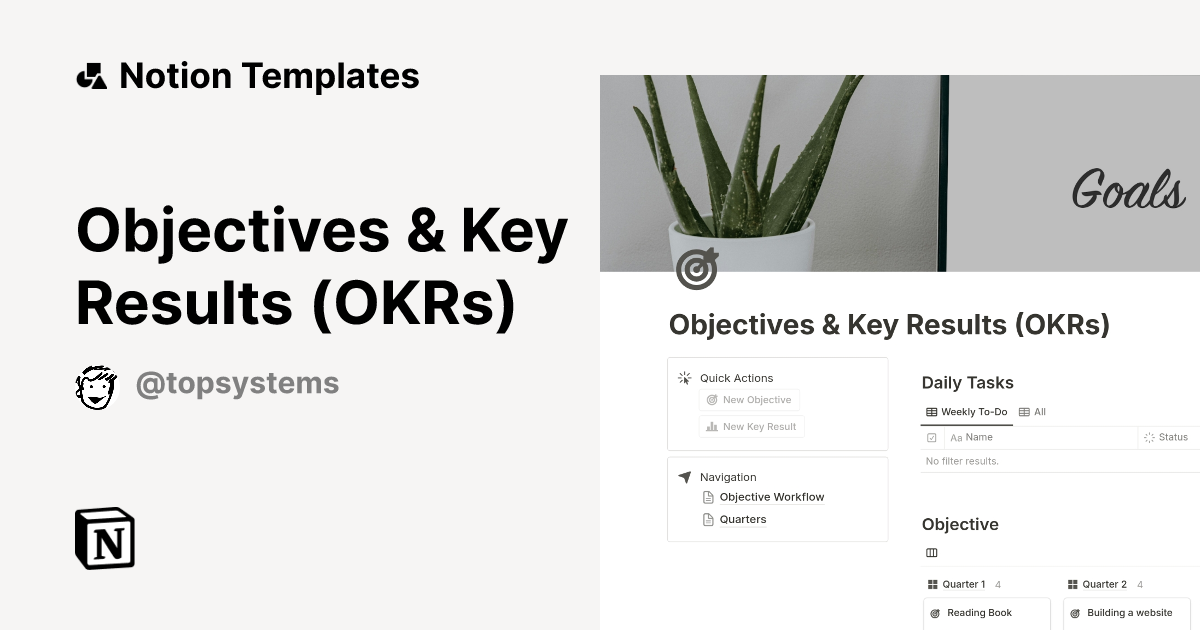 Objectives & Key Results (OKRs) Template | Notion Marketplace