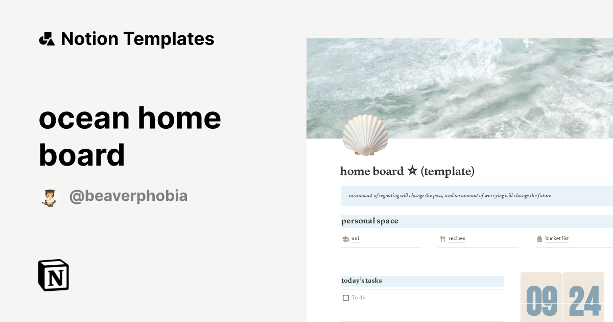 ocean home board Template | Notion Marketplace