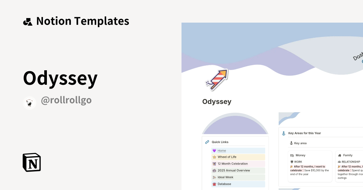 Odyssey Template by Roll Roll Go | Notion Marketplace