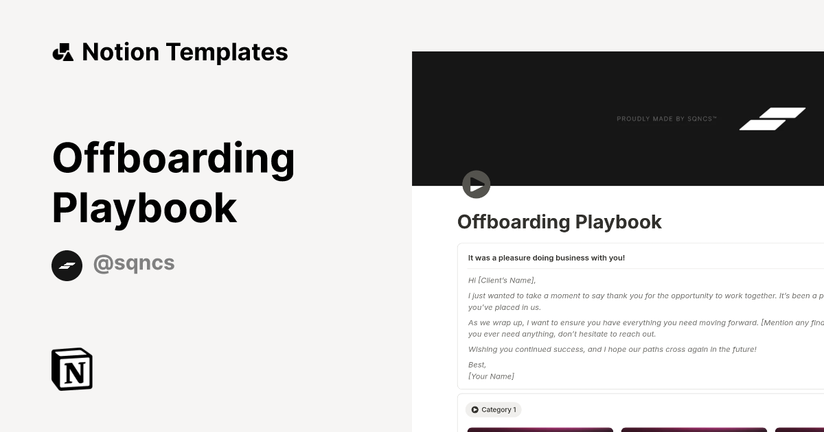 Offboarding Playbook Template by SQNCS | Notion Marketplace
