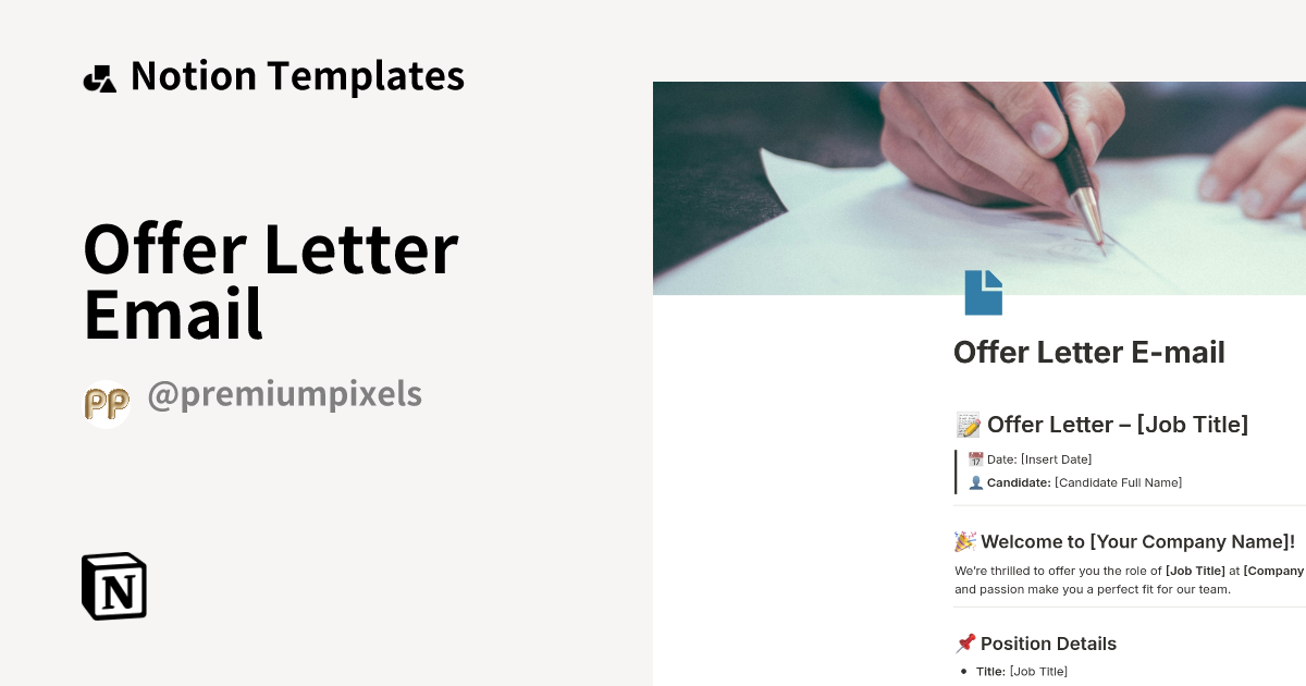 Offer Letter Email Template | Notion Marketplace
