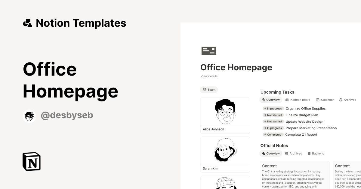 Office Homepage Template | Notion Marketplace