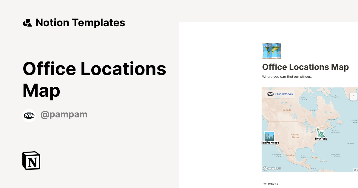 Office Locations Map Template by PamPam | Notion Marketplace