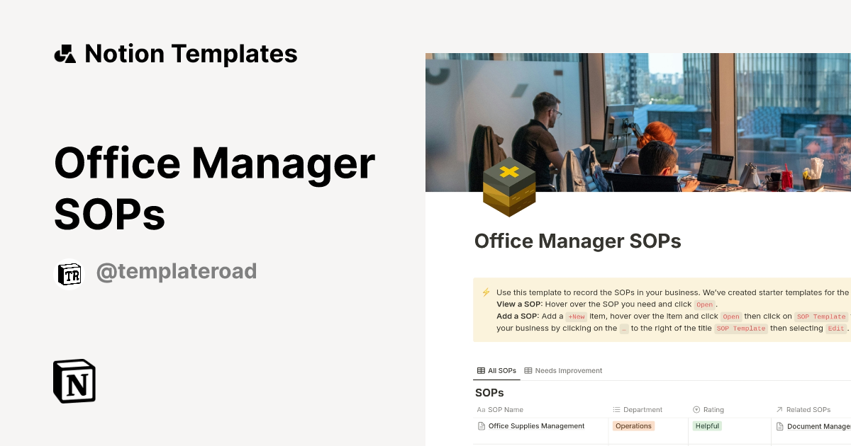 Office Manager SOPs Template by Template Road | Notion Marketplace