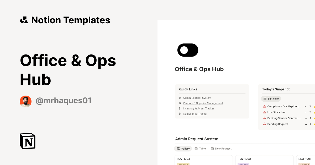 Office & Ops Hub Template | Notion Marketplace