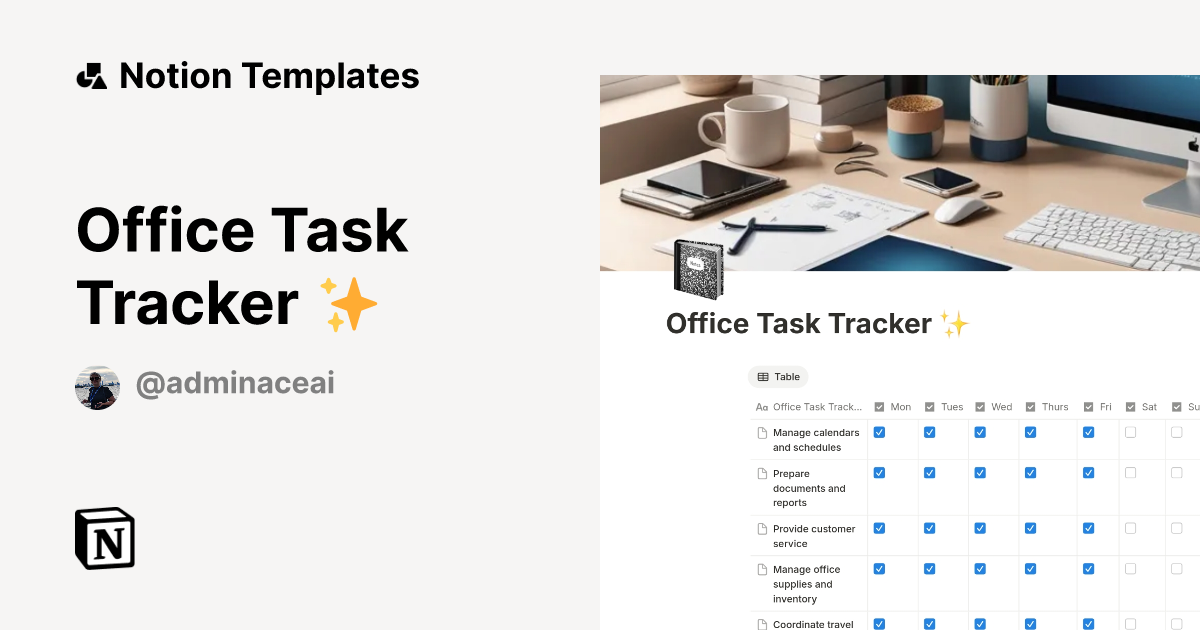Office Task Tracker Template | Notion Marketplace