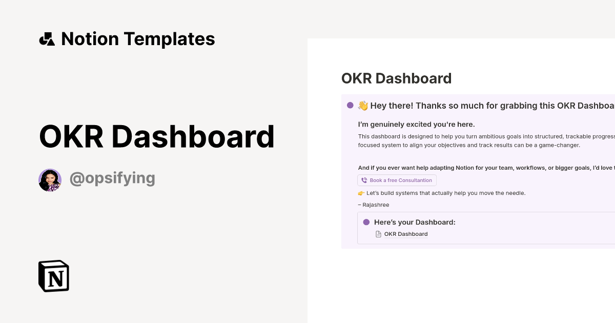 OKR Dashboard Template | Notion Marketplace