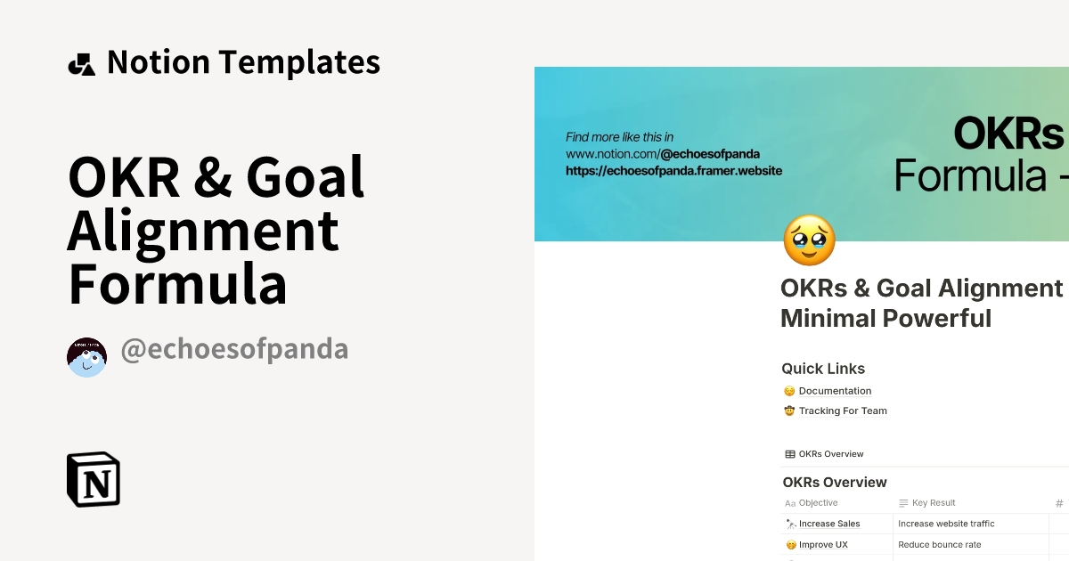 OKR & Goal Alignment Formula Template by Echoes of Panda🐼 | Notion ...