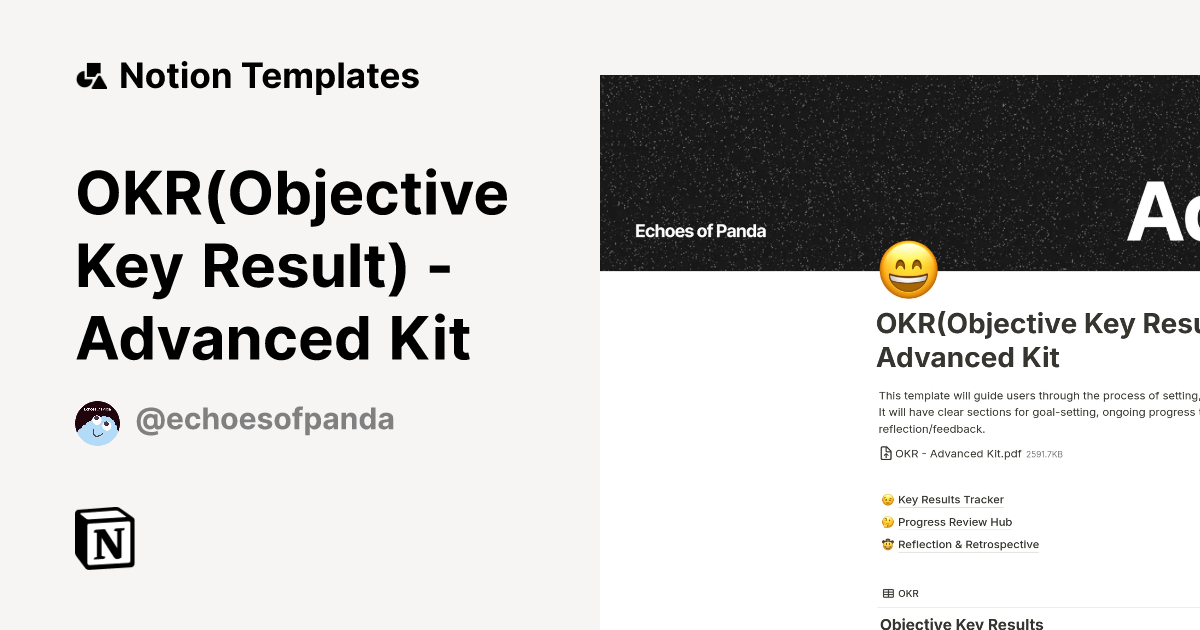 OKR(Objective Key Result) - Advanced Kit Template | Notion Marketplace