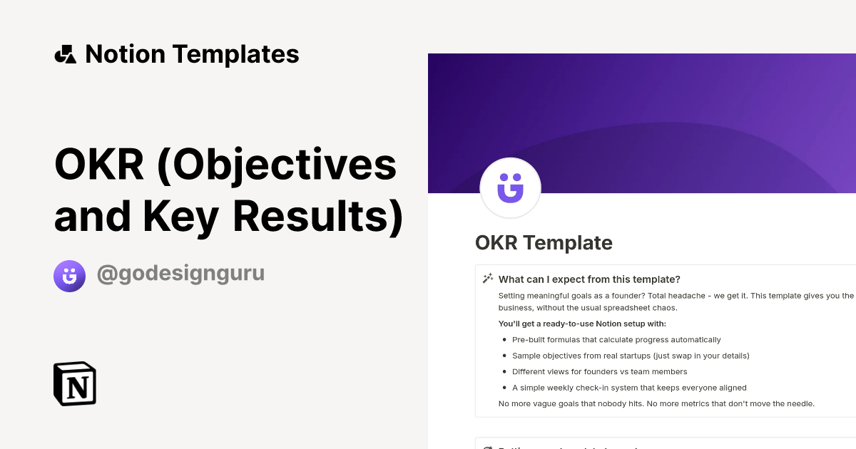 OKR (Objectives and Key Results) Template by DesignGuru | Notion ...