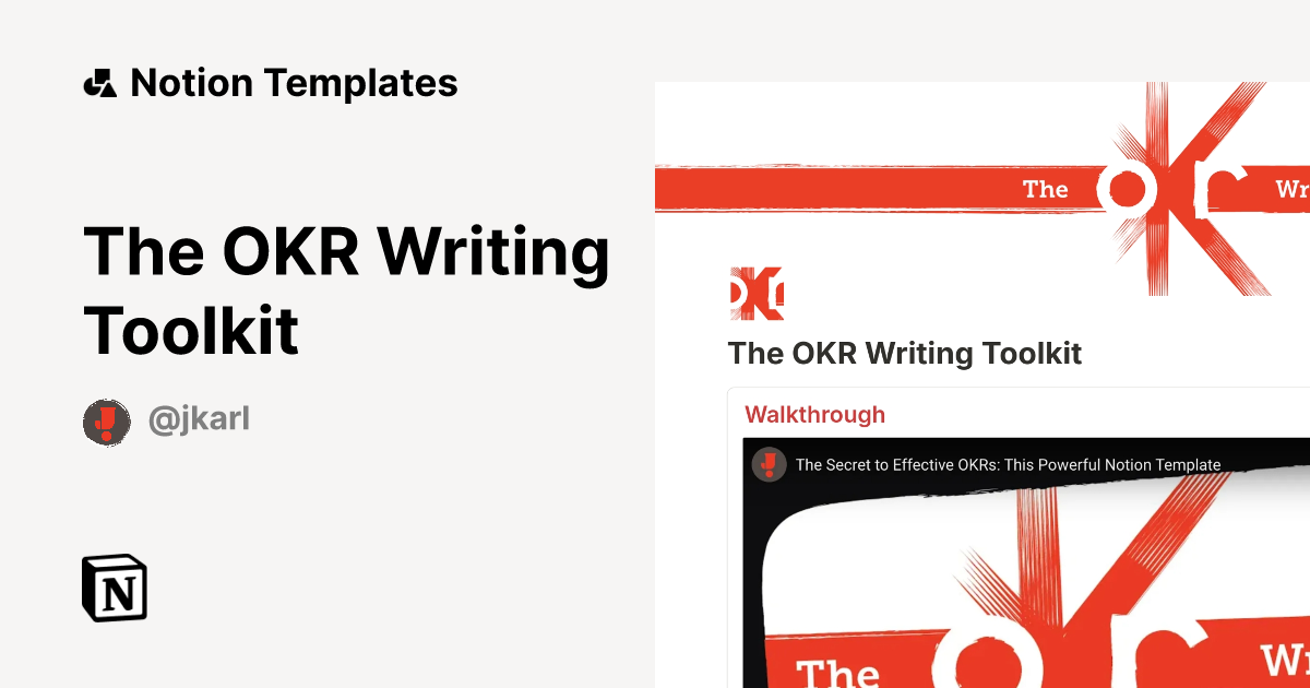 The OKR Writing Toolkit Template by jkarl | Notion Marketplace