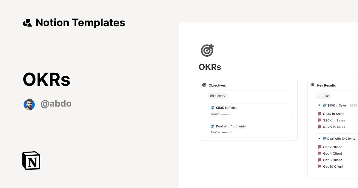 OKRs Template | Notion Marketplace