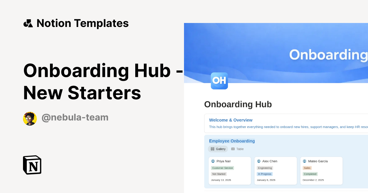 Onboarding Hub - New Starters Template | Notion Marketplace