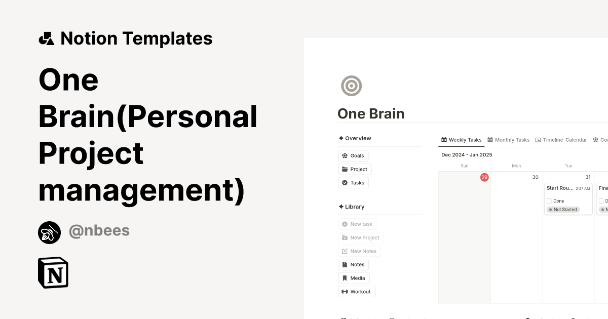 One Brain(Personal Project management) Template | Notion Marketplace
