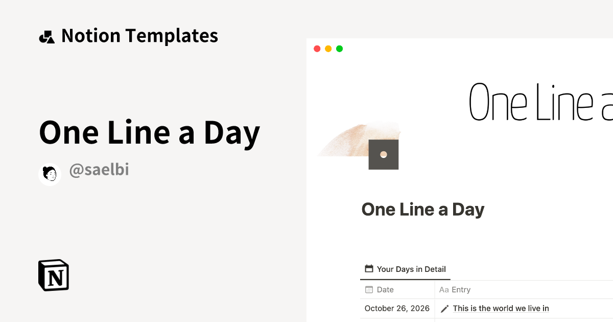 One Line a Day Template | Notion Marketplace