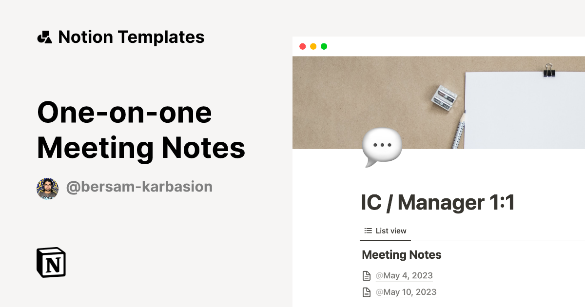 One-on-one Meeting Notes Template | Notion Marketplace