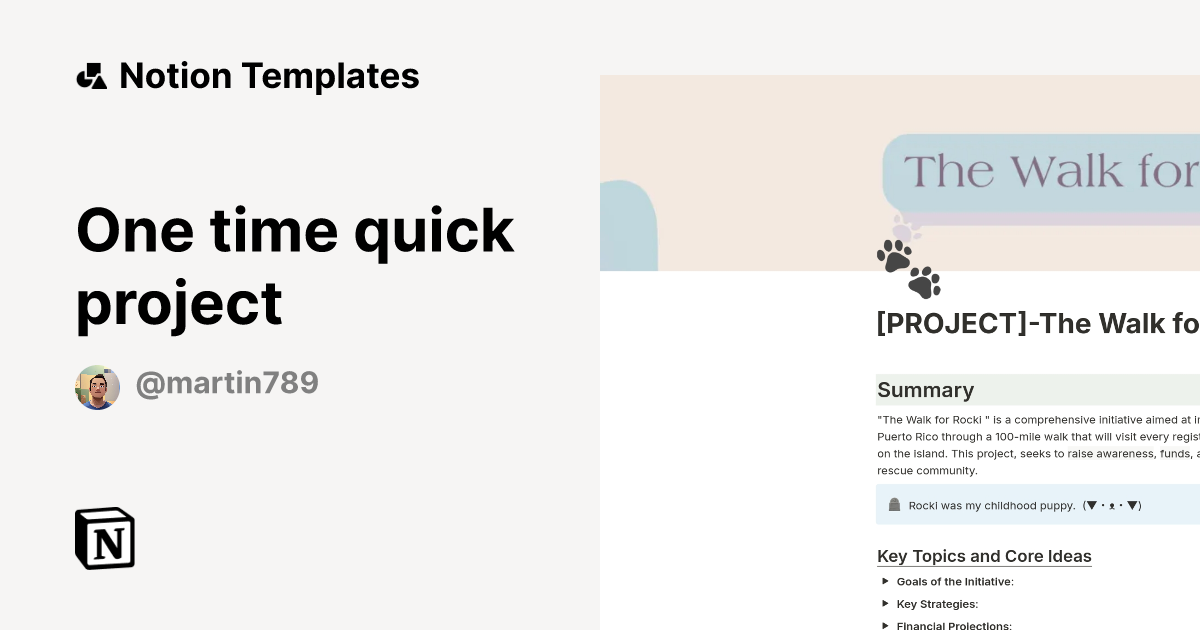 One time quick project Template | Notion Marketplace