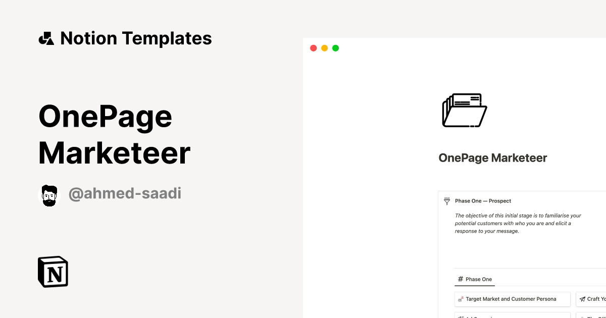 OnePage Marketeer Template | Notion Marketplace