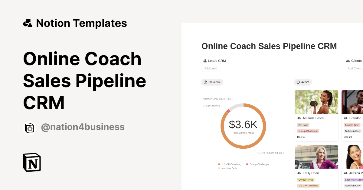Online Coach Sales Pipeline CRM Template | Notion Marketplace