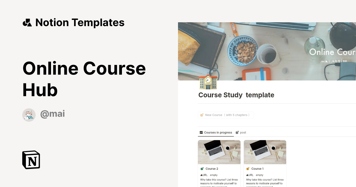 Online Course Hub Template | Notion Marketplace