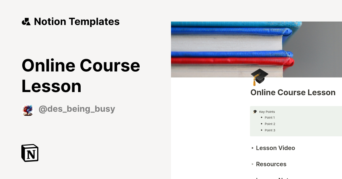 Online Course Lesson Template by Des | Notion Marketplace