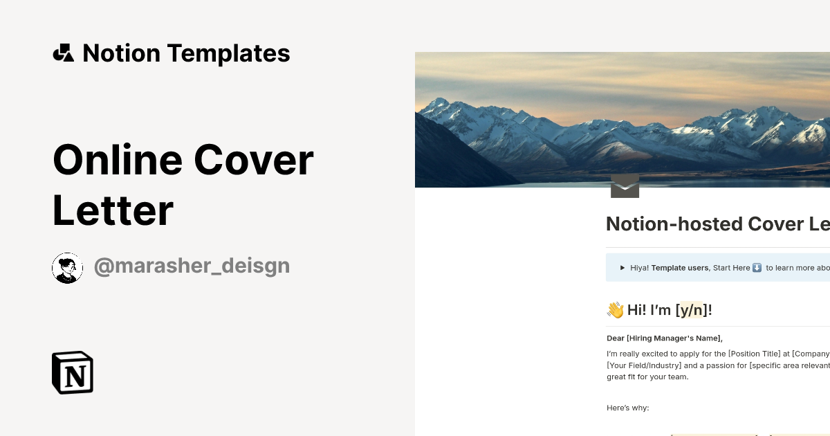 Online Cover Letter Template | Notion Marketplace