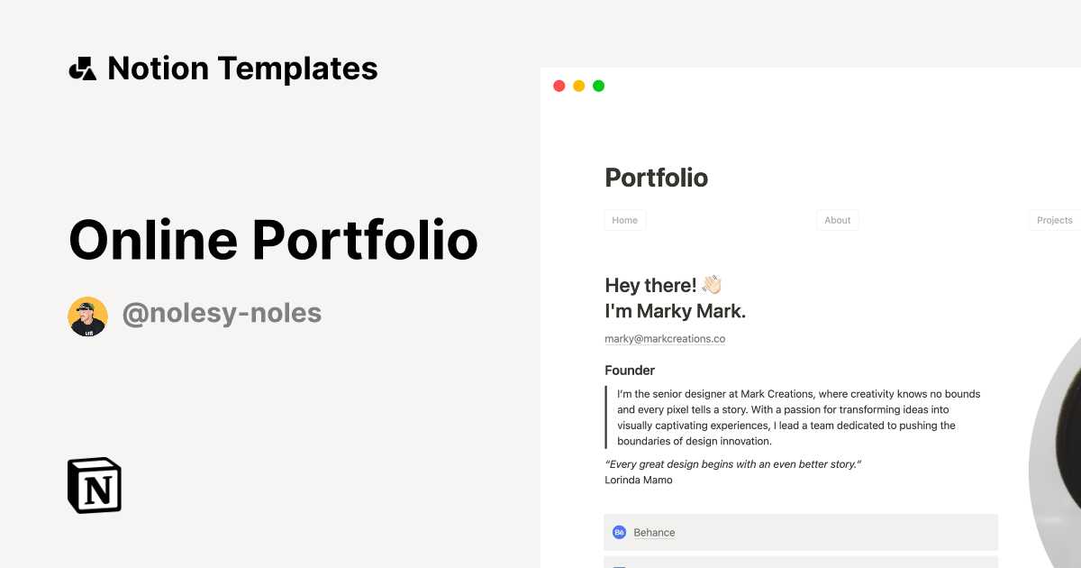 Online Portfolio Template | Notion Marketplace