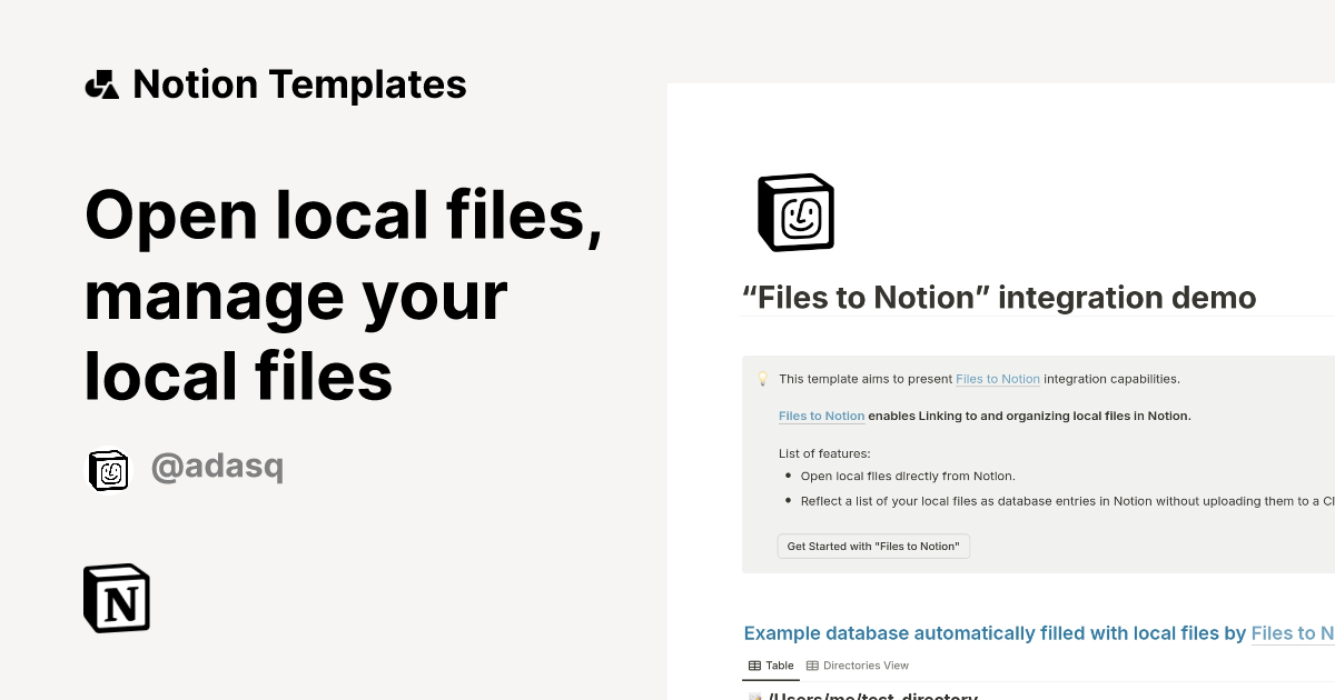 Open local files, manage your local files Template | Notion Marketplace