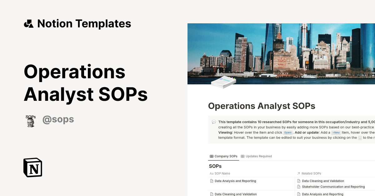 Operations Analyst SOPs Template by SOPs | Notion Marketplace
