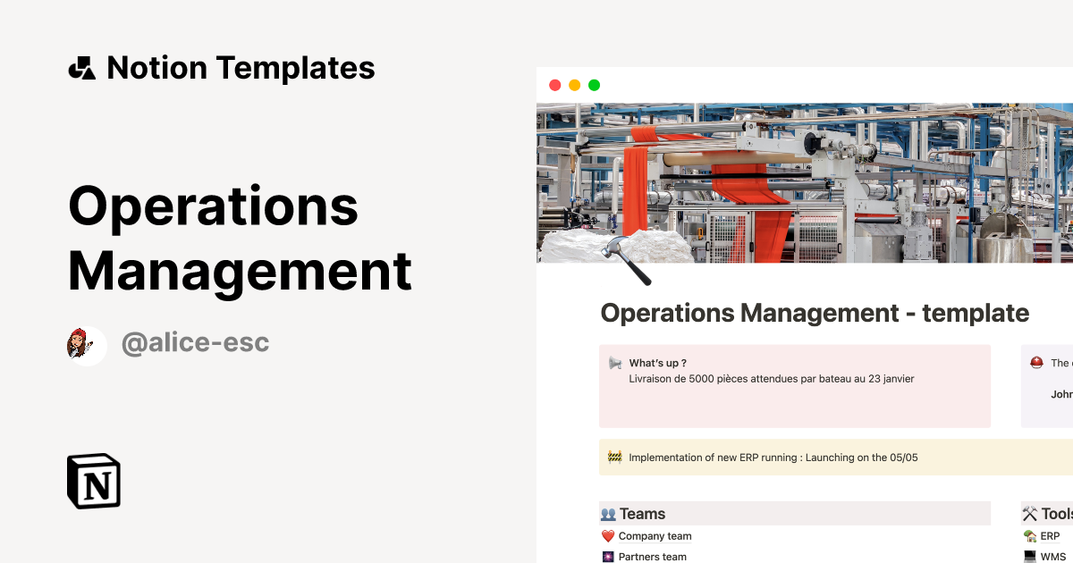 Operations Management Template | Notion Marketplace