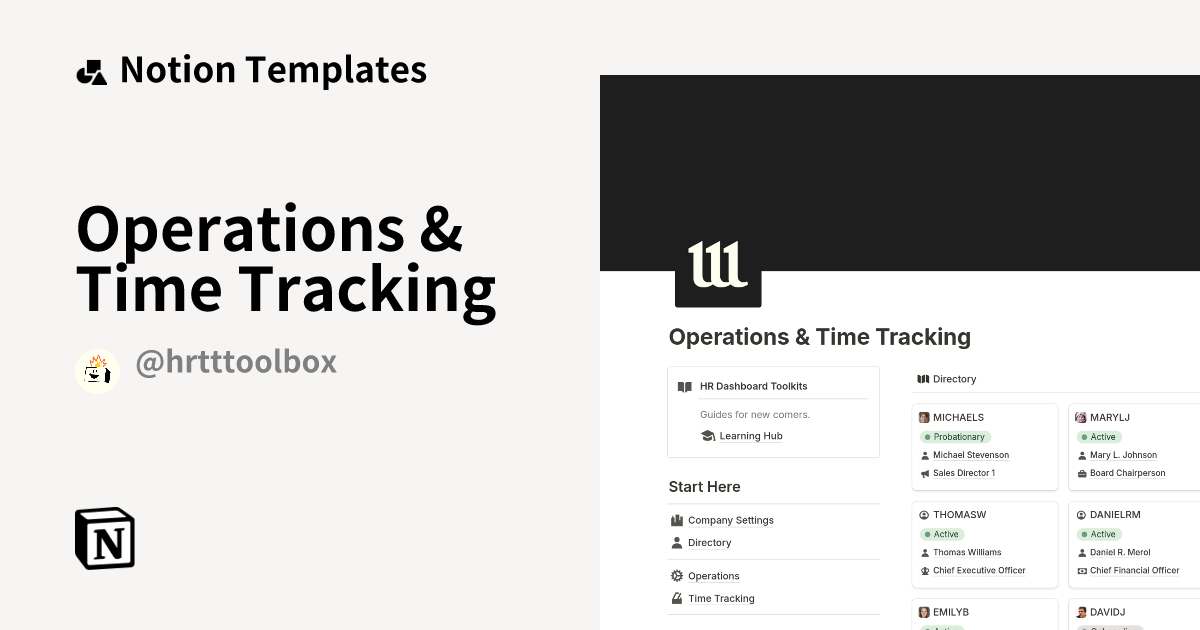 Operations & Time Tracking Template | Notion Marketplace