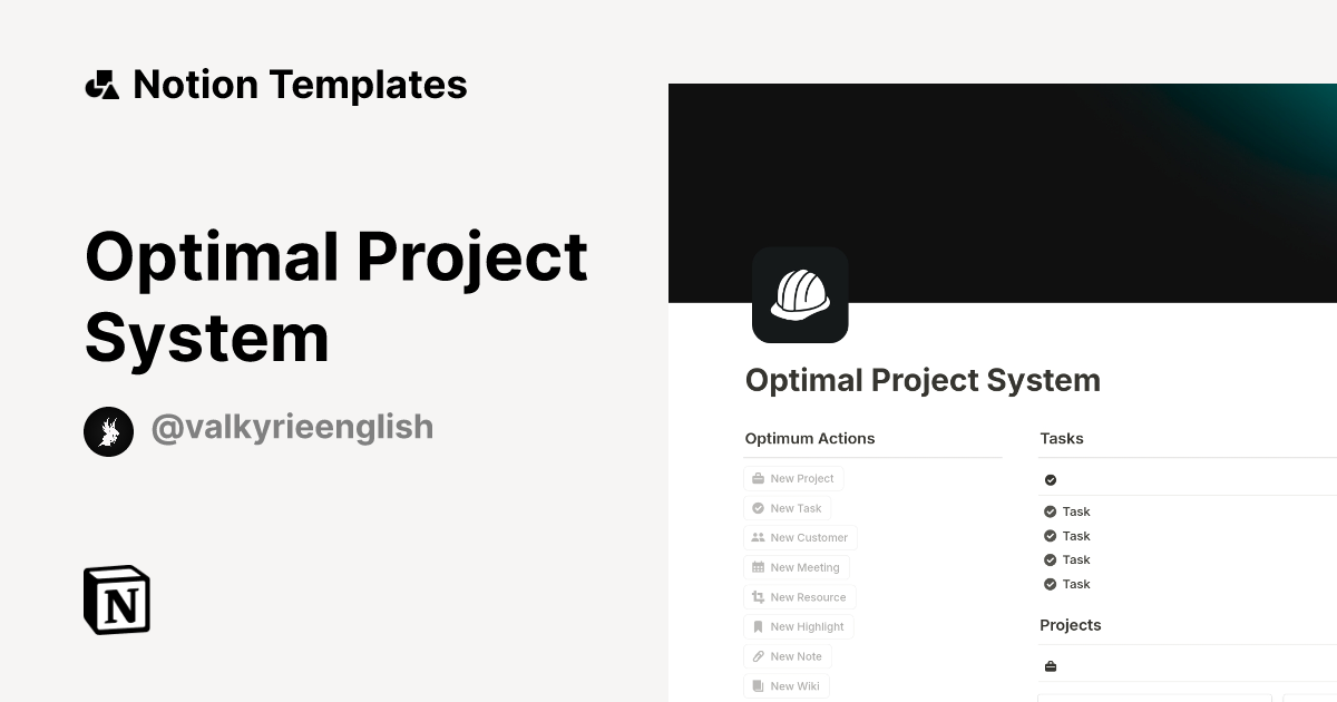 Optimal Project System Template | Notion Marketplace