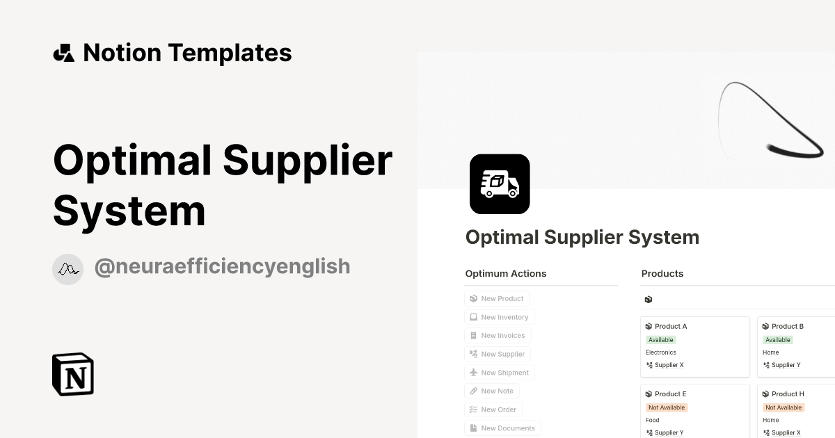 Optimal Supplier System Template | Notion Marketplace