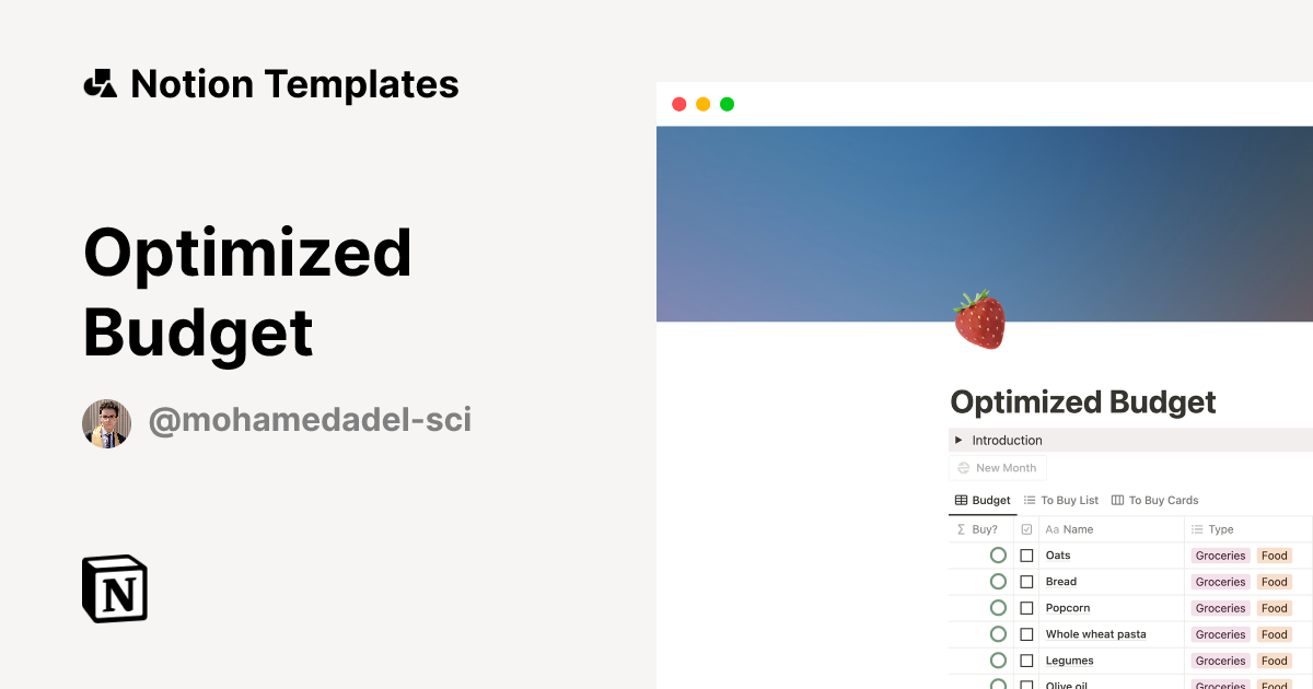 Optimized Budget Template by Mohamed Adel | Notion Marketplace