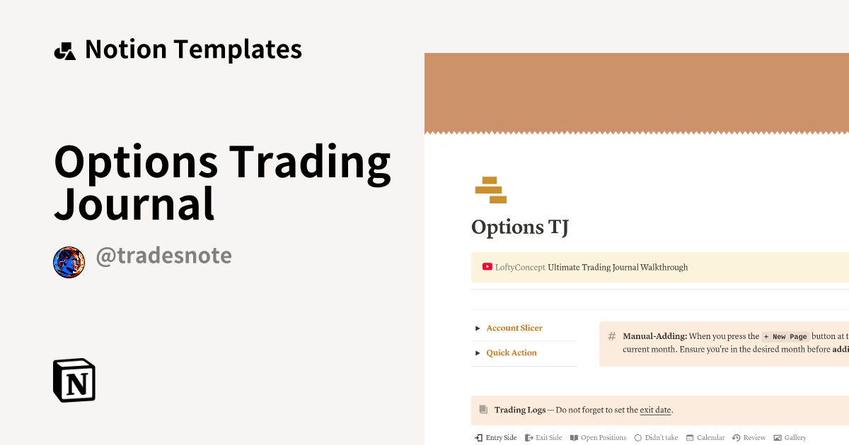 Options Trading Journal Template by Yücel | Trading Journal | Notion ...