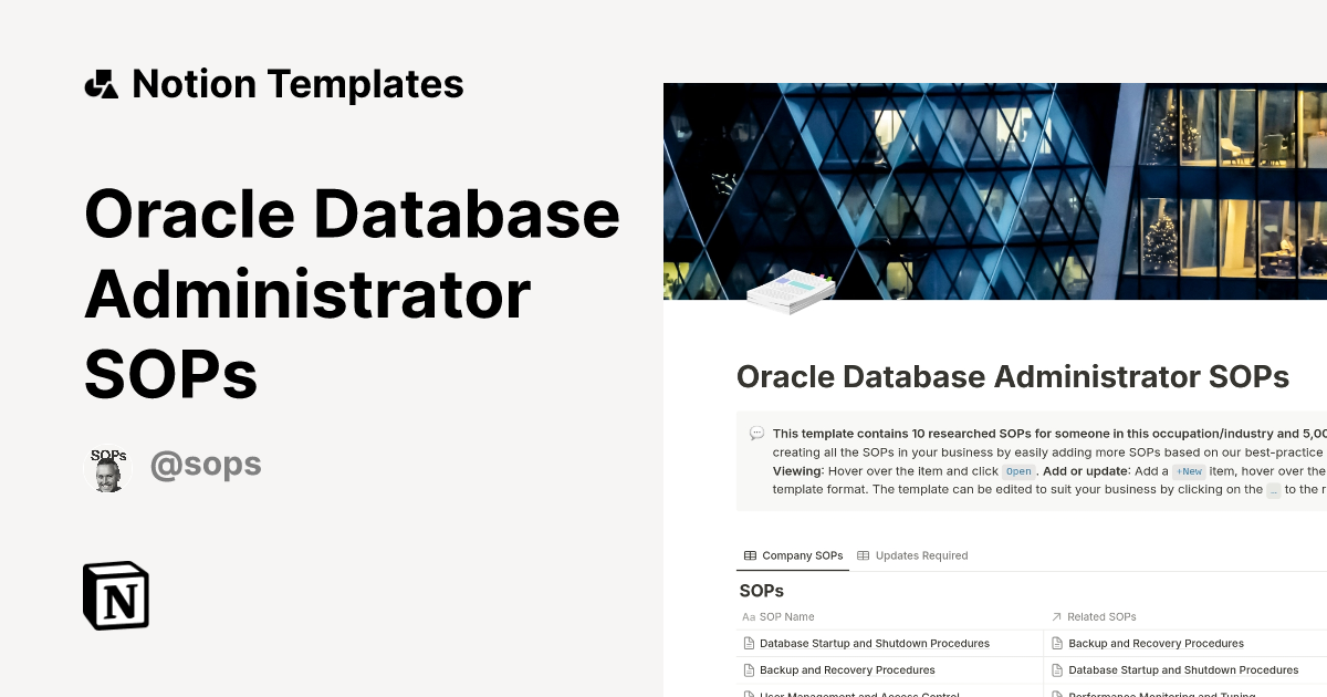 Oracle Database Administrator SOPs Template | Notion Marketplace