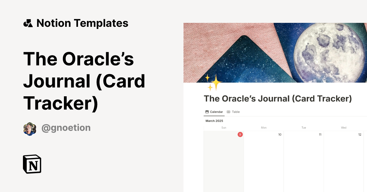 The Oracle’s Journal (Card Tracker) Template by GNOETION | Notion ...