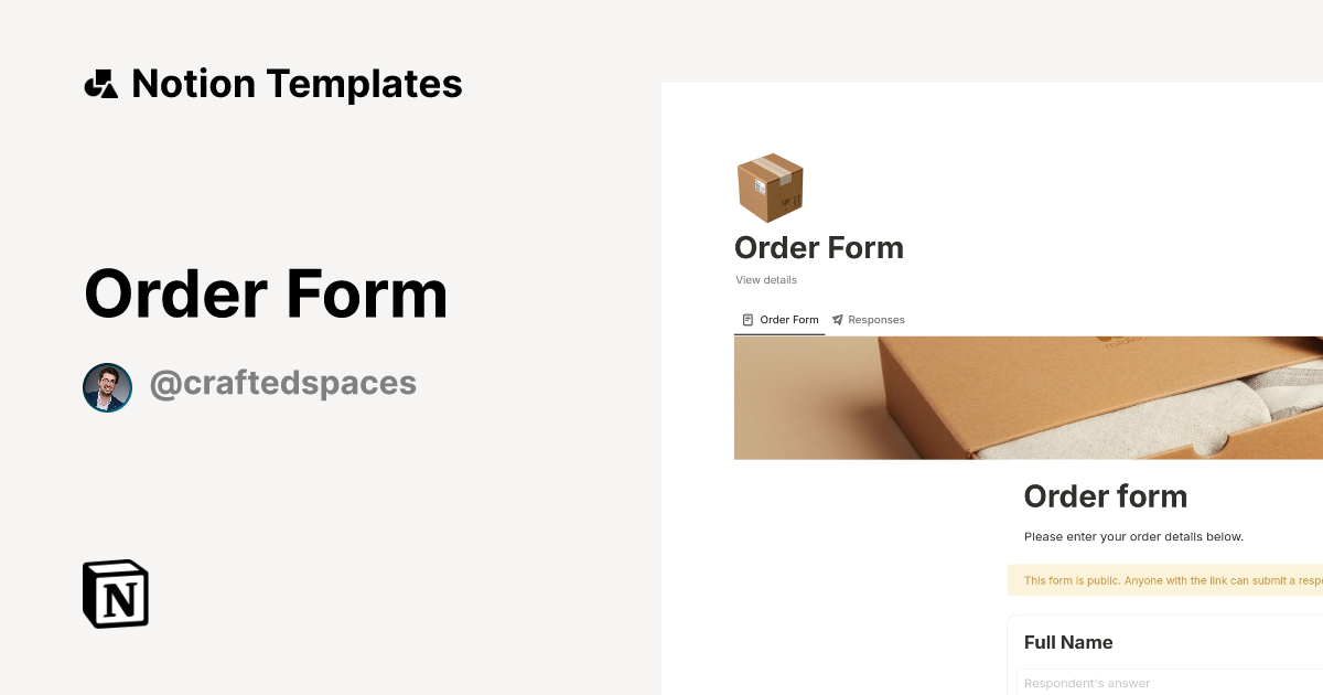 Order Form Template by Thomas Cerulis | Notion Marketplace