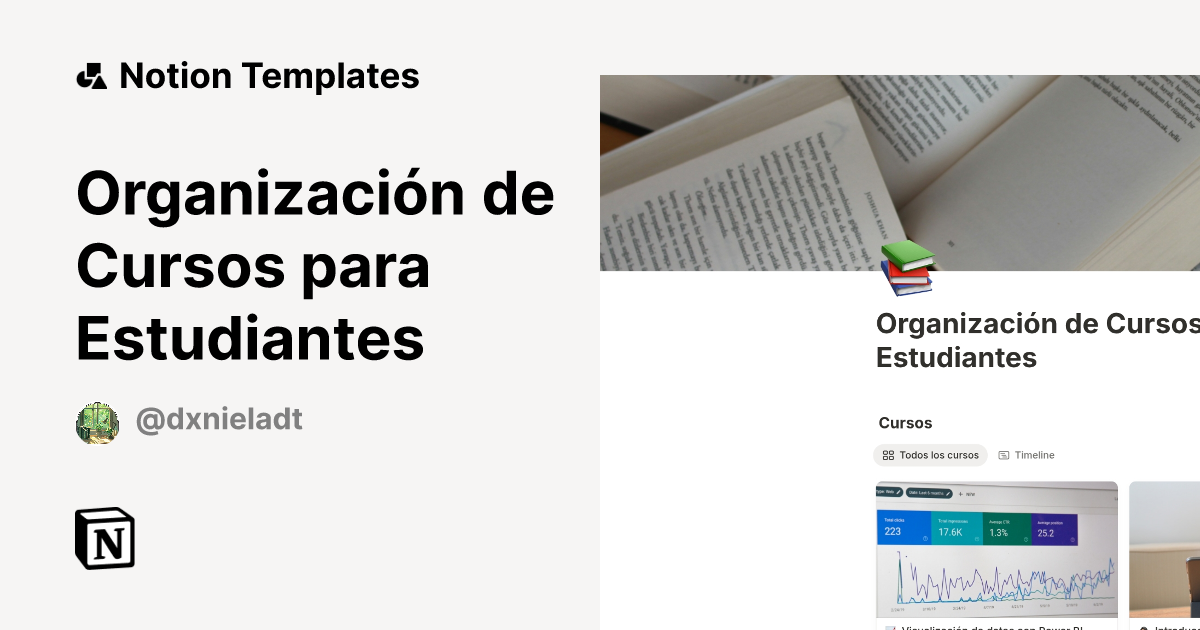Organización de Cursos para Estudiantes Template | Notion Marketplace