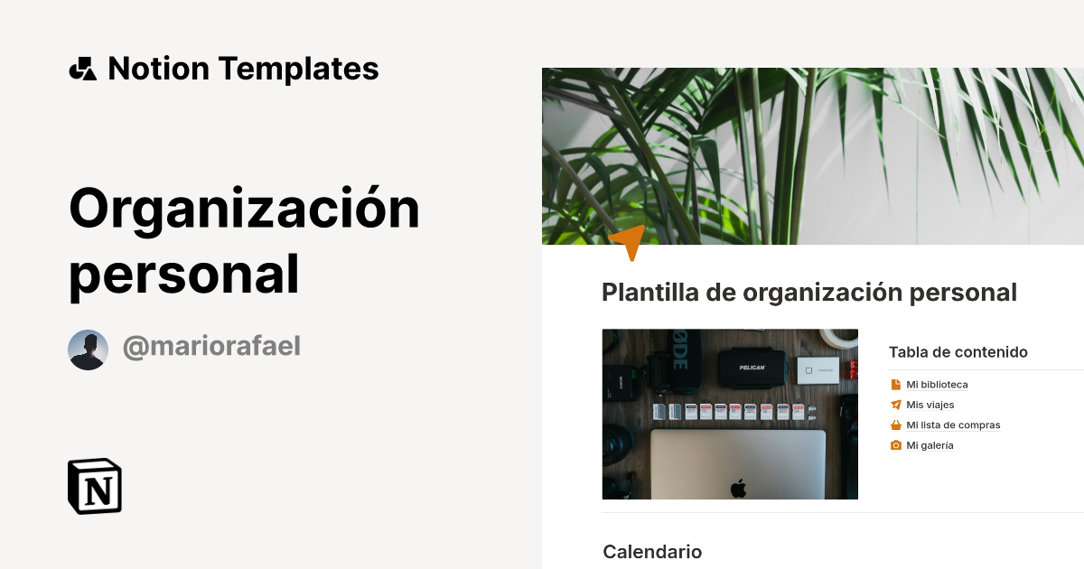 Organización personal Template | Notion Marketplace